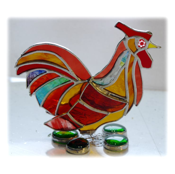 Rooster Stained Glass Ornament Cockerel Richard Xl - Folksy