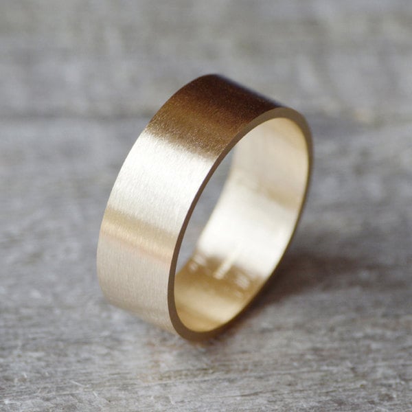 Flat Wedding Ring Wedding Band In 9ct Yellow Go... - Folksy