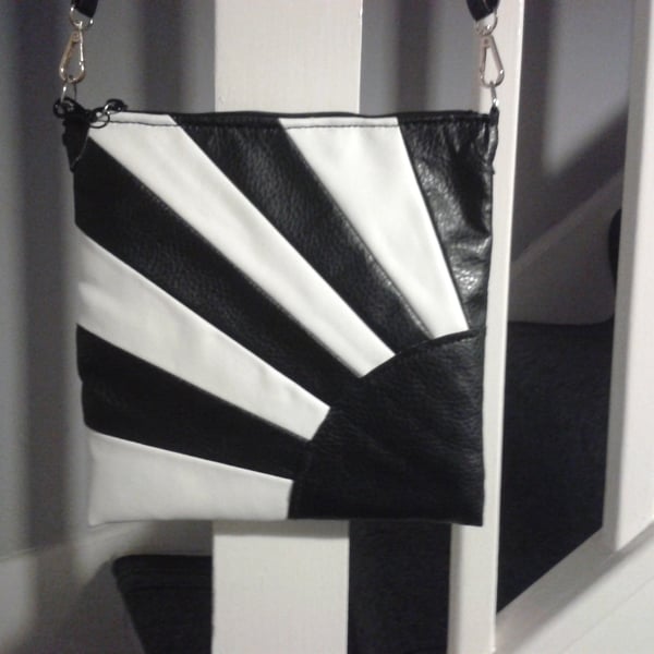 Black Sun design leather shoulder bag o... - Folksy
