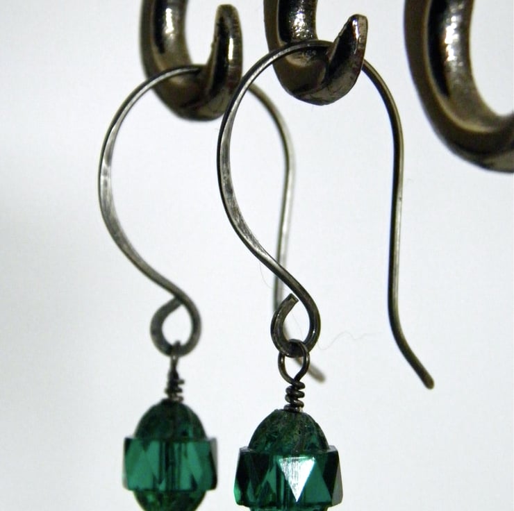 Sterling Silver Green Earrings - Folksy