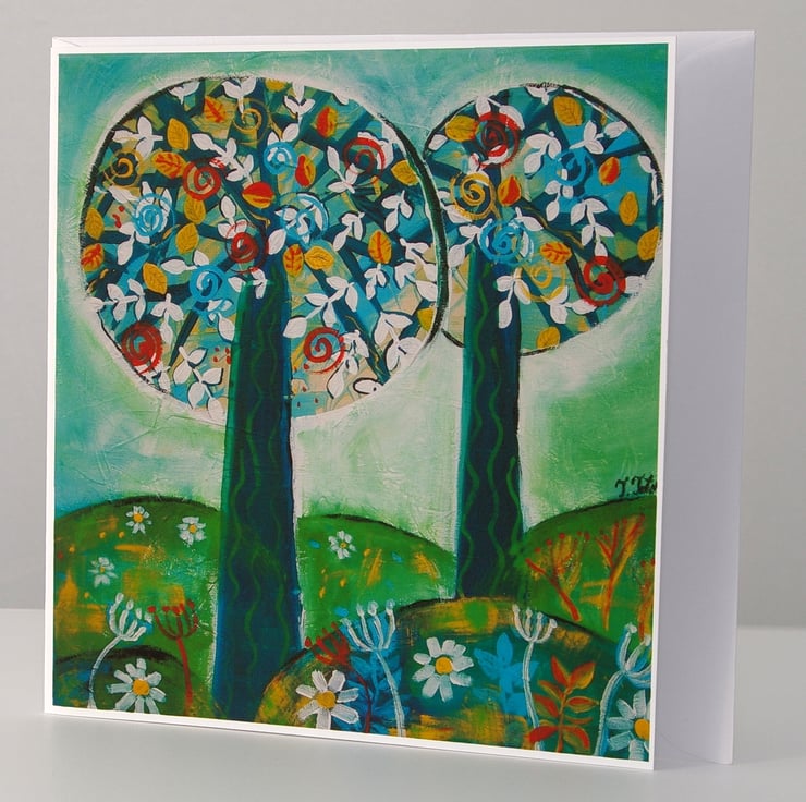 Artist Blank Card, Tree Design Card, Greetings ... - Folksy
