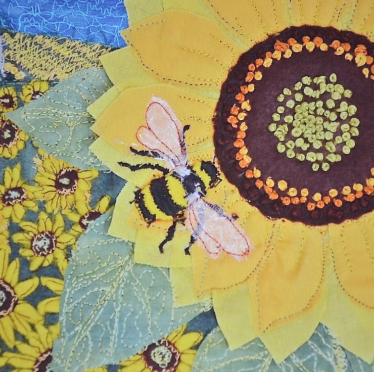 Sunflower and bumble bee picture - limited edi... - Folksy