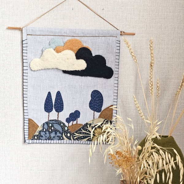 Applique Mountains Wall Hanger - Folksy