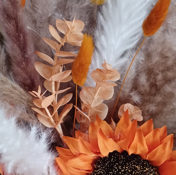 Fabulous Fiery Sunflower and Pampas Basket - Folksy