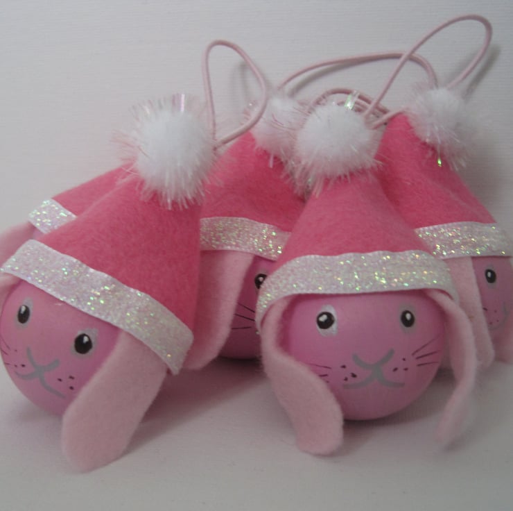 SALE Bunny Rabbit Christmas Bauble Decoration x 4 - Folksy