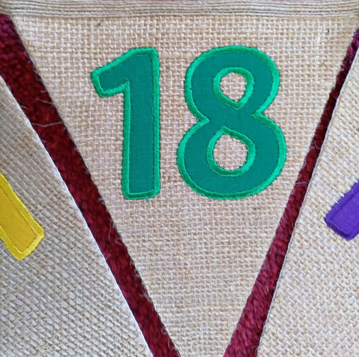 Numbers Bunting Hessian Embroidered - 0-10; 1-1... - Folksy