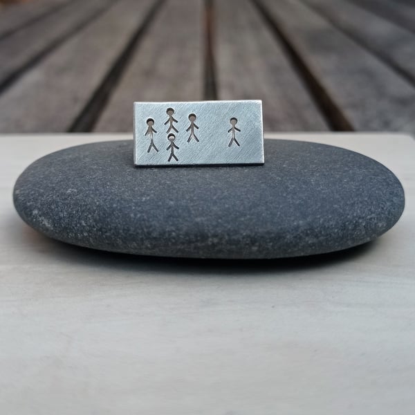 Silver lapel pin, people brooch, people jewelle... - Folksy