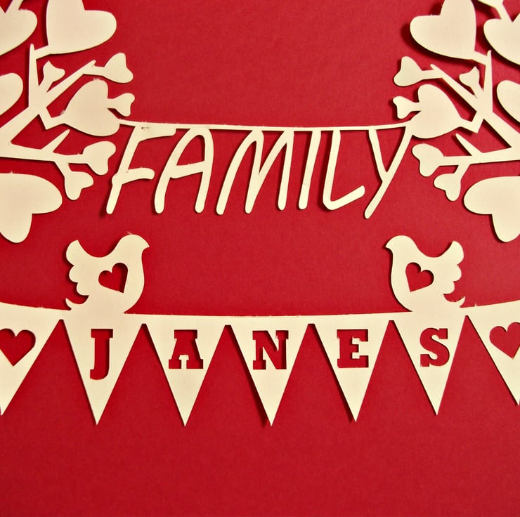 Personalized Family Paper Cut, Heart Trees and ... - Folksy