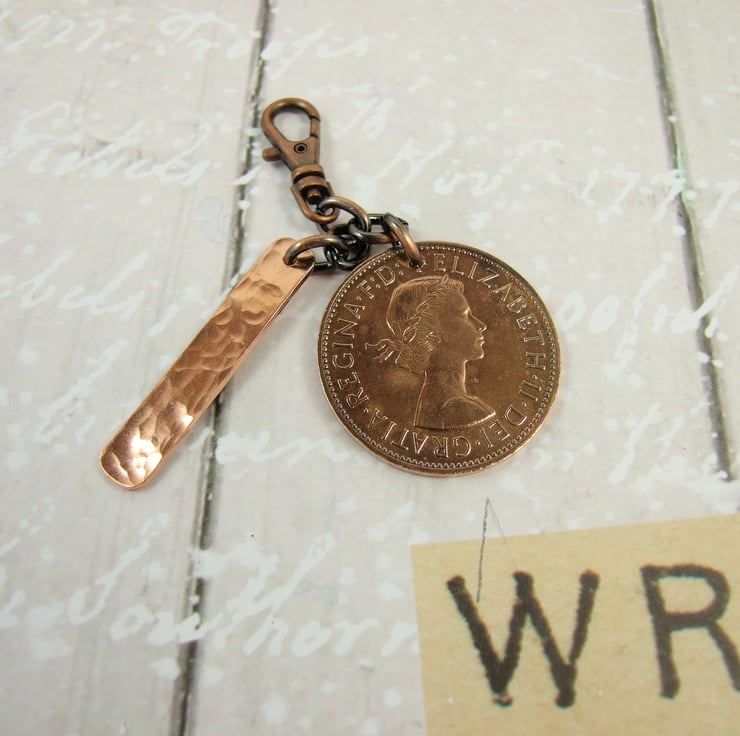 Keyring, Vintage 1967 Penny with Stamped Copper... - Folksy