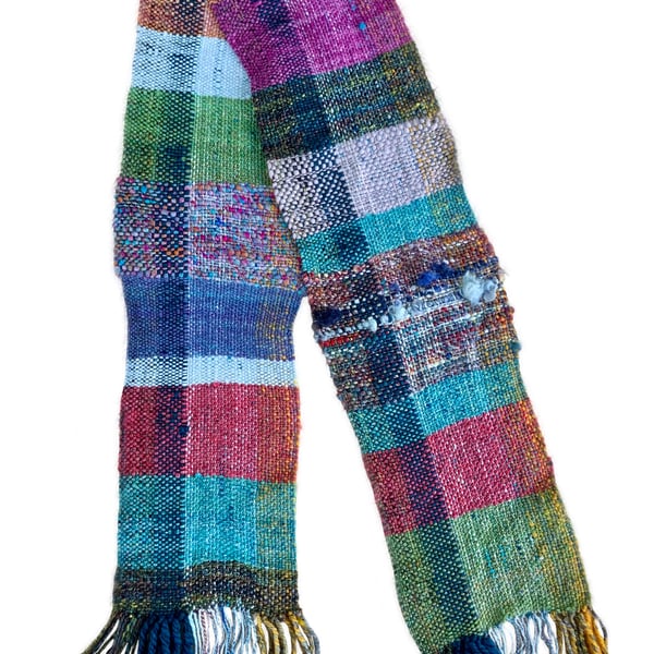 Scarf. Hand spun and woven. OOAK. Art yarn scarf. - Folksy
