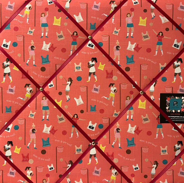 Fabric Notice Memo Board Ladies Netball Team Go... - Folksy