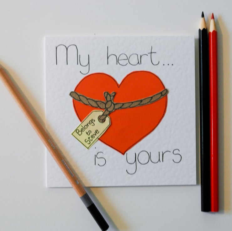 Valentine Handmade Greeting Card. Personalised ... - Folksy