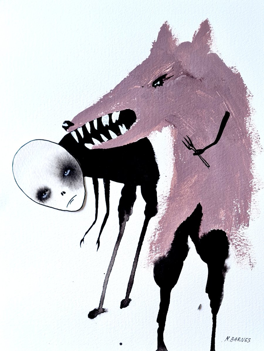 Wolf painting, Abstract animal, Horror art, Dar... - Folksy