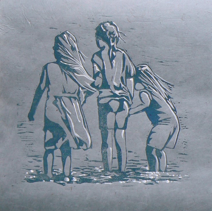 Wave Jumping, linocut - Folksy