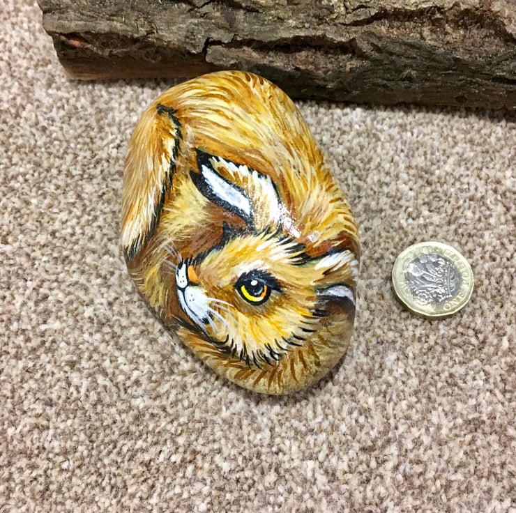 Hand painted pebble rabbit rock art pet stone p... - Folksy