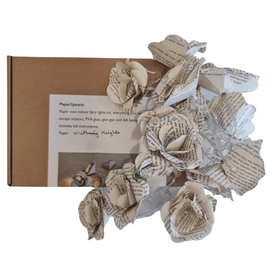 DIY Recycled Paper Rose Fairy Light Craft Kit: ... - Folksy
