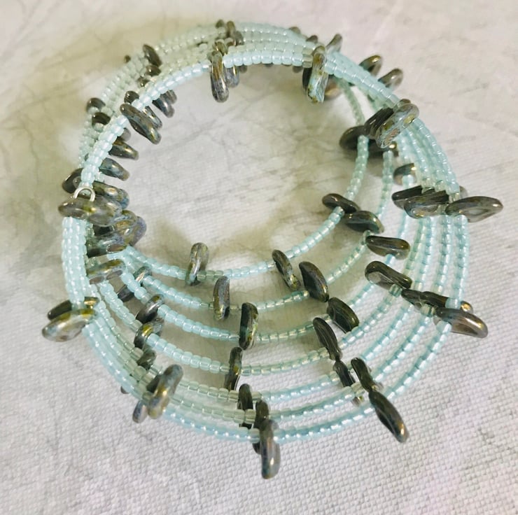 Beaded Memory Wire Statement Bracelet - Folksy