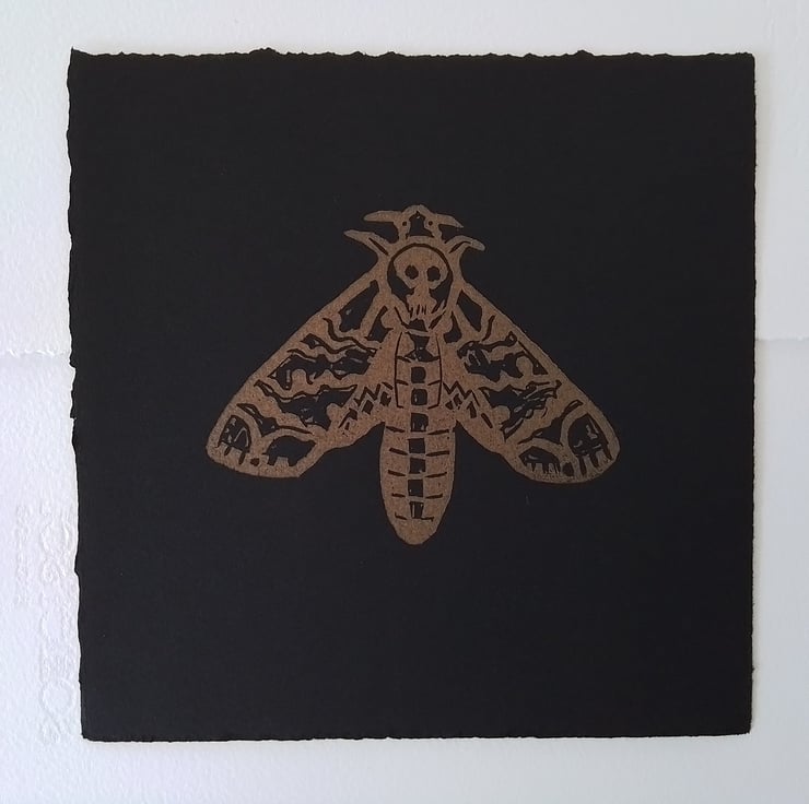 Death's-head Hawk-moth - Linocut Print - Origi... - Folksy