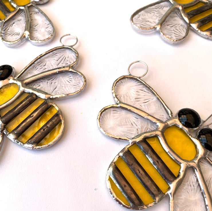 Stained Glass Bee Suncatcher - Handmade Hanging... - Folksy