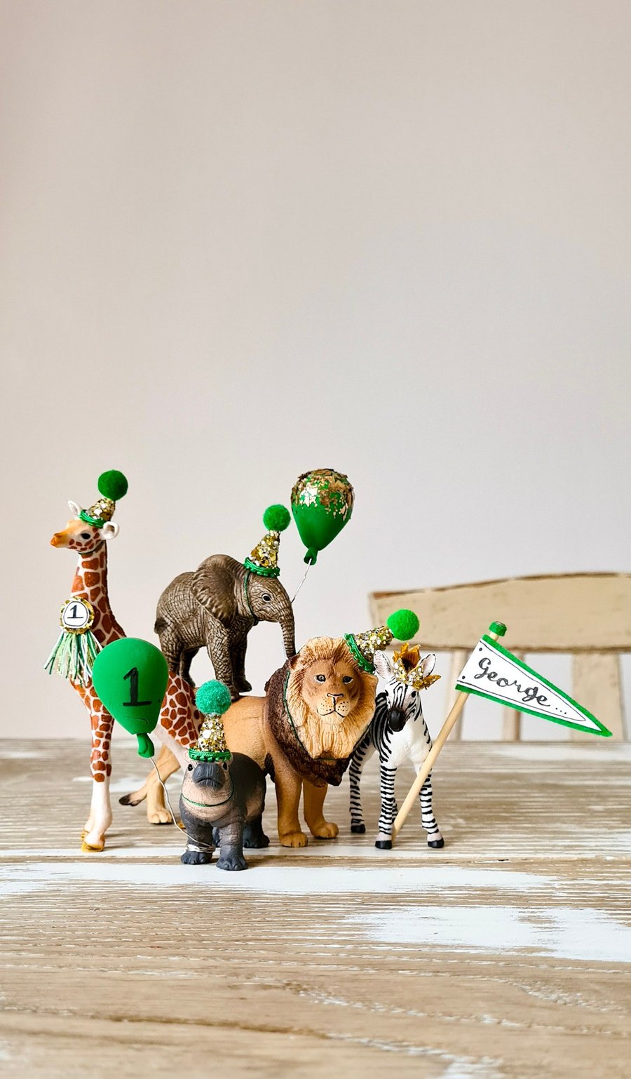 Safari Animals Cake Topper Set