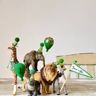 Personalised Set of 5 Green Gold Cake Topper ch... - Folksy