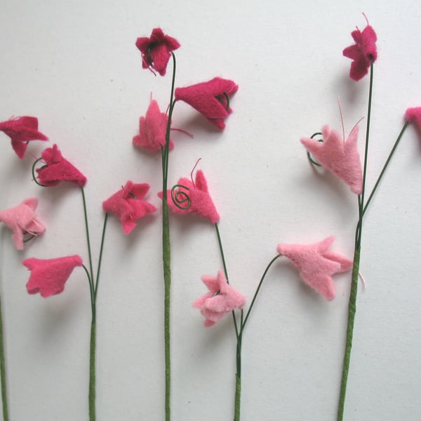 Pink felt Flowers - Folksy