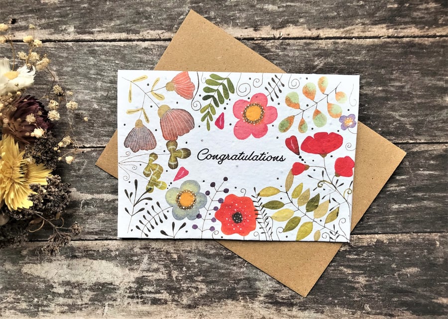 Plantable Seed Paper Congratulations Card,Congr... - Folksy