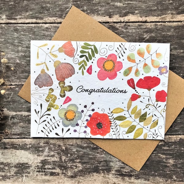 Plantable Seed Paper Congratulations Card,Congr... - Folksy