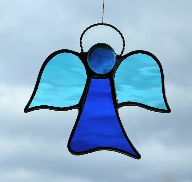 Stained glass suncatcher (Angel) abstract in sk... - Folksy