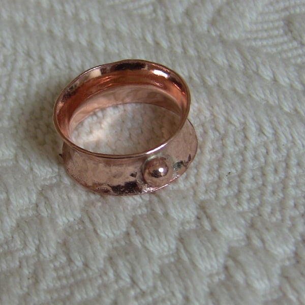 Hammered Copper Anticlastic Ring with Granulati... - Folksy