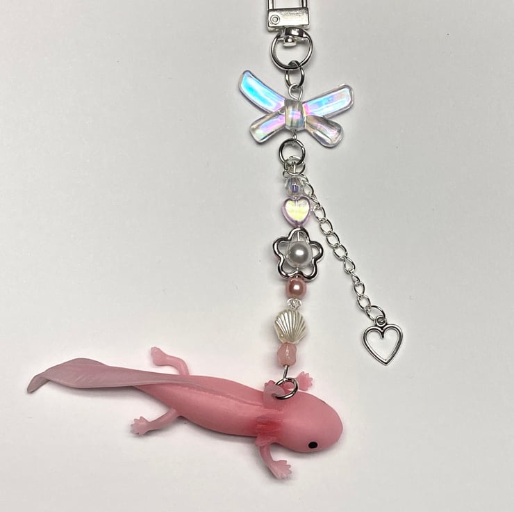 Axolotl Keychain Keyring pink kawaii cute - Folksy