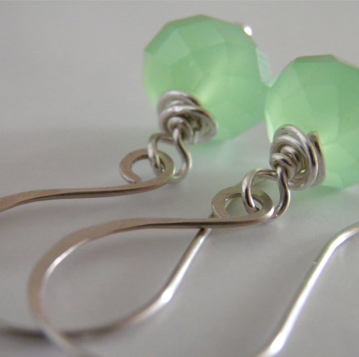 Mint Green Sterling Silver Earrings - Folksy