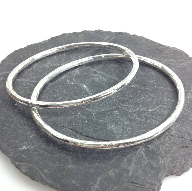Silver Bangle oval bangle - Folksy