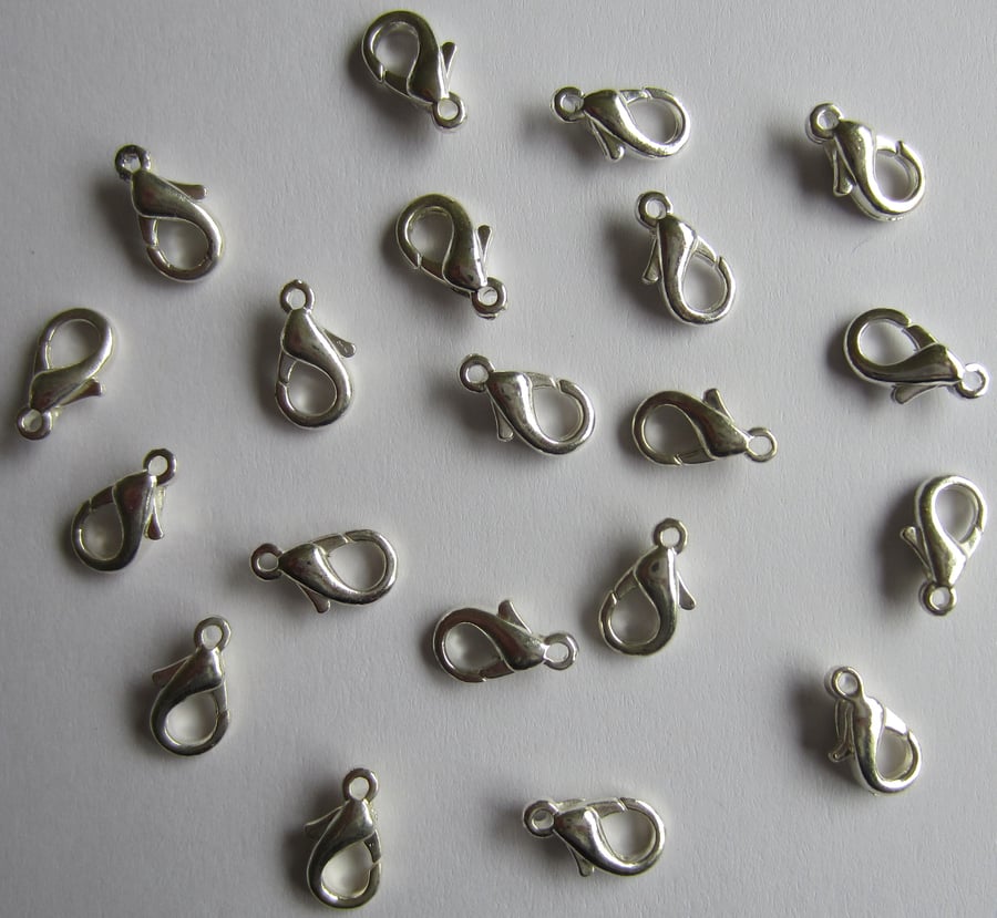 20 Silver Plated Small Trigger Necklace Clasps - Folksy