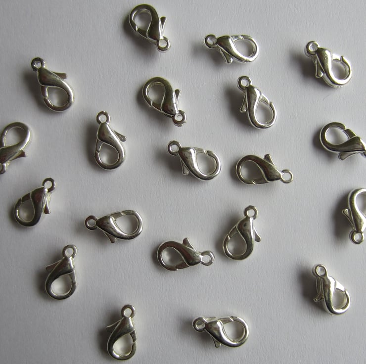20 Silver Plated Small Trigger Necklace Clasps - Folksy