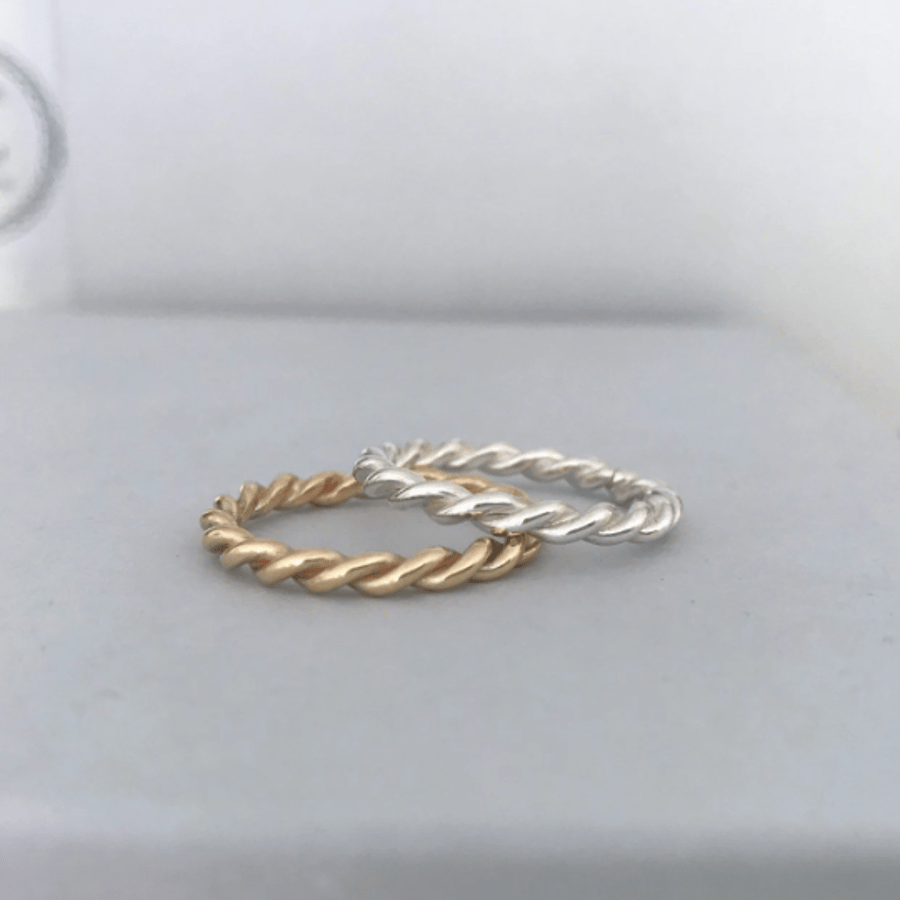 9ct yellow gold twist rope ring - Folksy