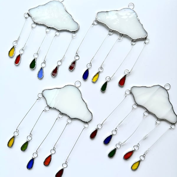 Stained Glass Rain Cloud Suncatcher - Handmade ... - Folksy