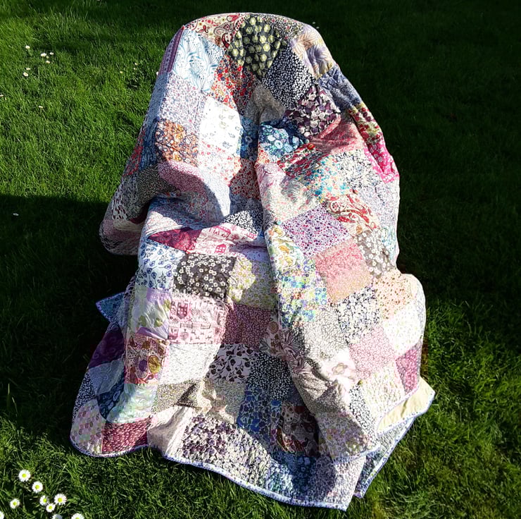 Large Handmade Patchwork Quilt with Liberty of ... - Folksy