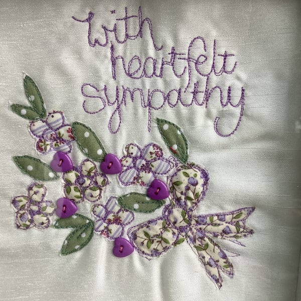With heartfelt sympathy.Freehand embroidered pi... - Folksy