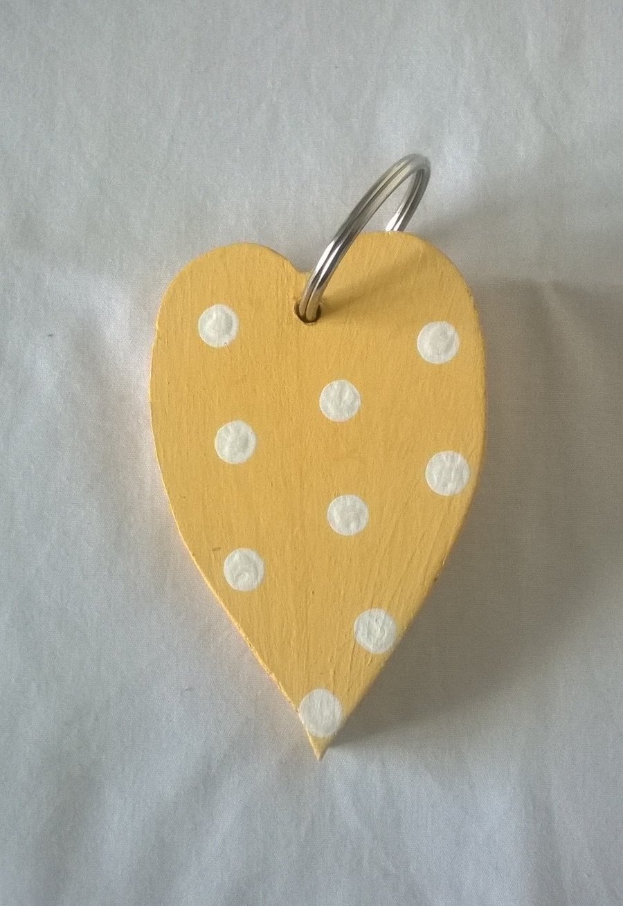Heart handmade wooden key ring - Folksy