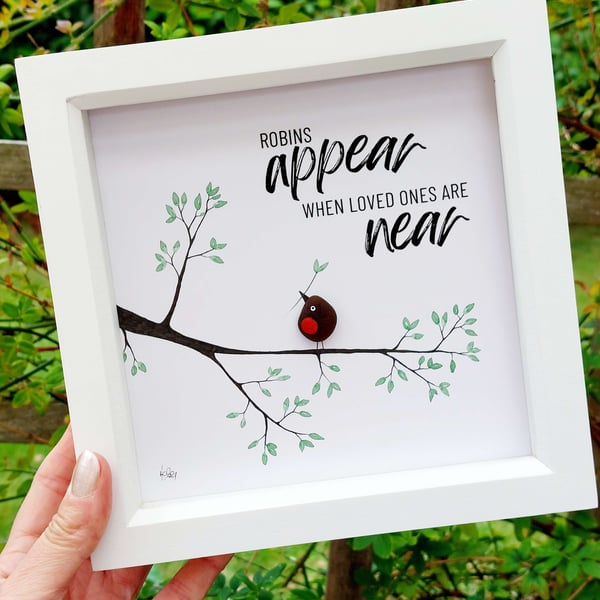 Sea Glass Robin Wall Art - Framed Picture, Gift... - Folksy