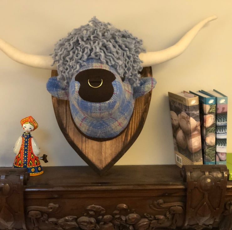 Handmade Highland cow trophy head, made in tart... - Folksy