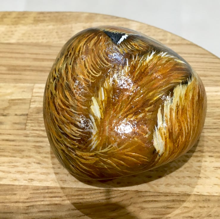 Fox hand painted pebble garden wildlife rock po... - Folksy