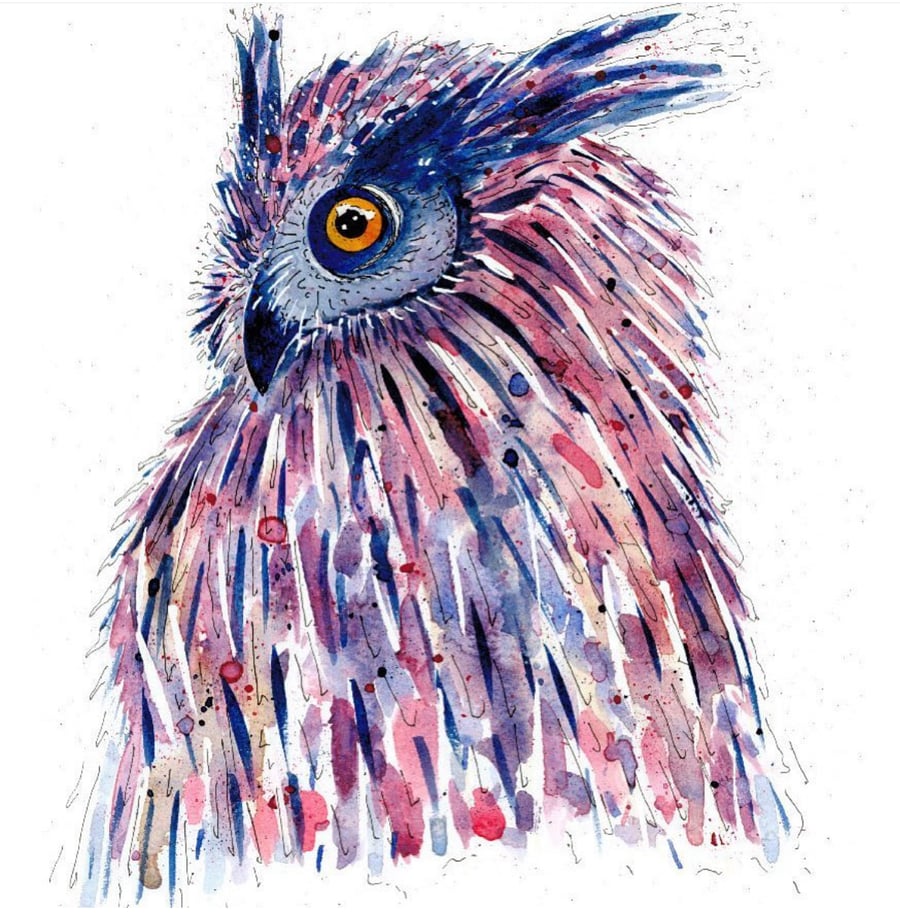 Hoot the Owl , Owl Art Print . - Folksy