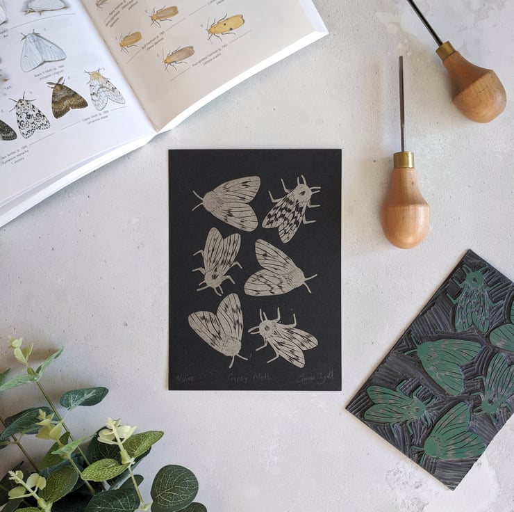 Moth Lino Print, Gypsy Moth Print, Gothic Art P... - Folksy