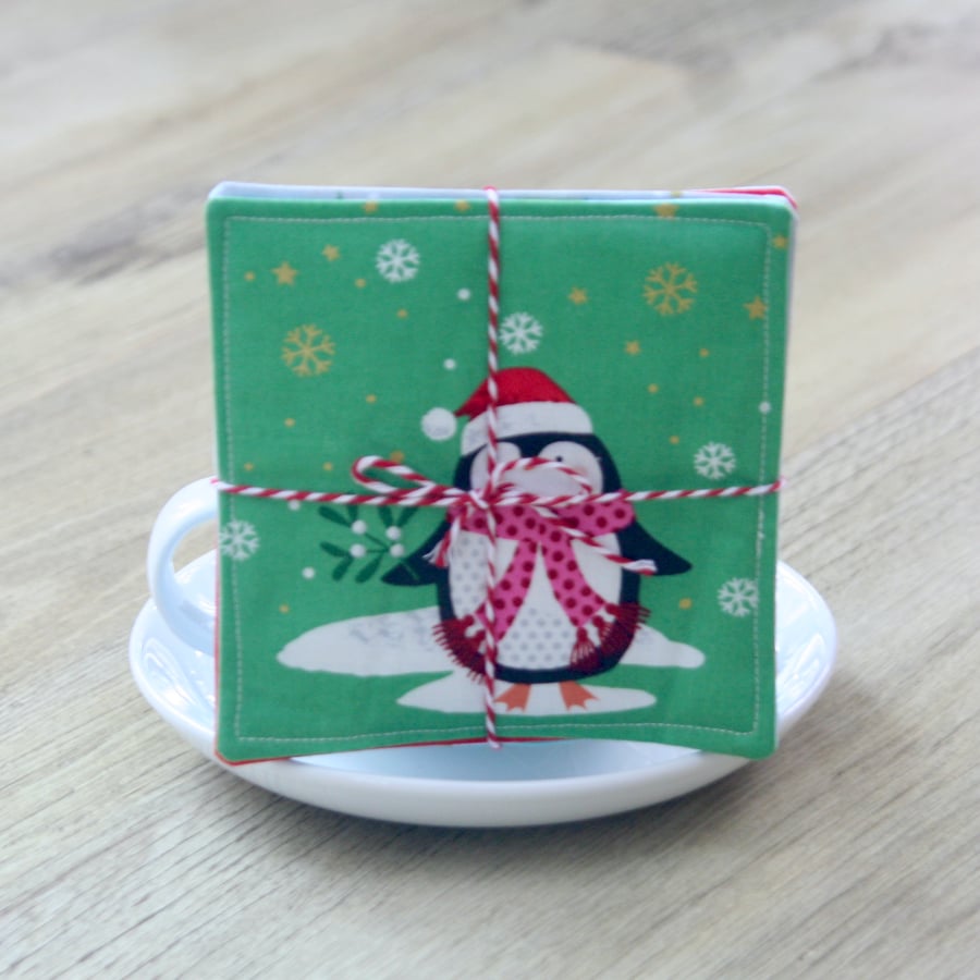 Set of Four Christmas Coasters with fun pictures - Folksy