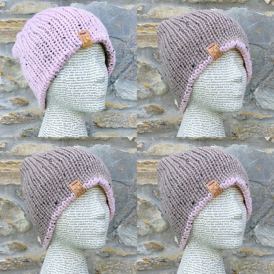 Alpaca Mix Yarn Reversible Hat. Beanie. Woollen... - Folksy