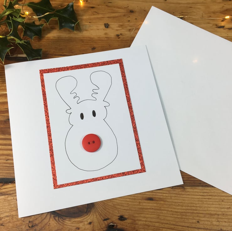 Rudolf the red nosed reindeer Christmas card - ... - Folksy