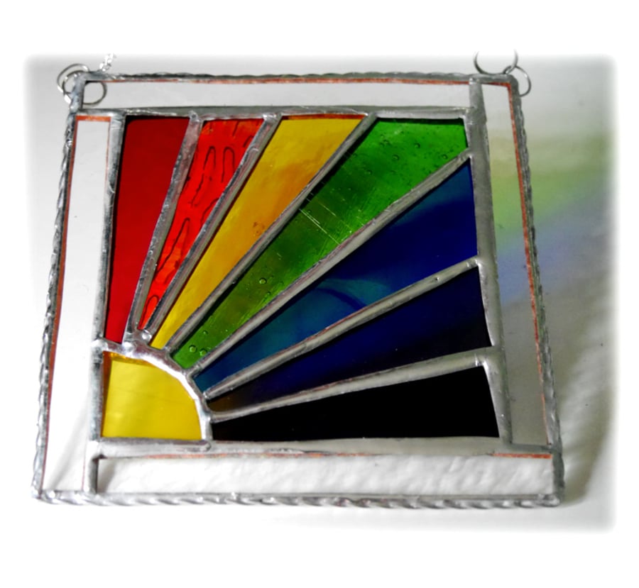 Framed Rainbow Suncatcher Stained Glass Handmad... - Folksy