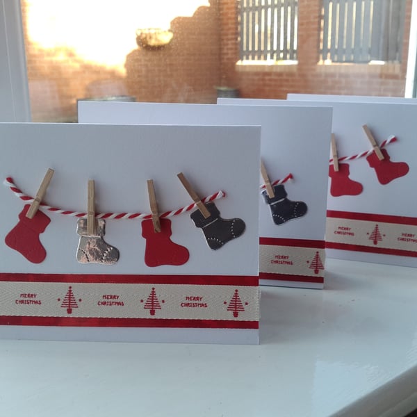 Pack of 4 stockings Christmas cards - Folksy